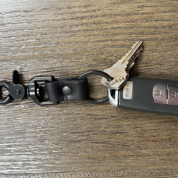 Heavy Duty Solid Brass Trigger Snap Key Clip Key Ring Brown Leather ...