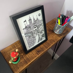 Omni Rustic Console Table With Black 3 Pin Hairpin Legs. hallway Table ...