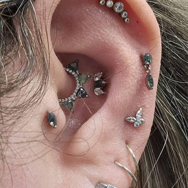 Implant Titanium Push in Threadless Nose Set ,L Bend Nose Stud ...