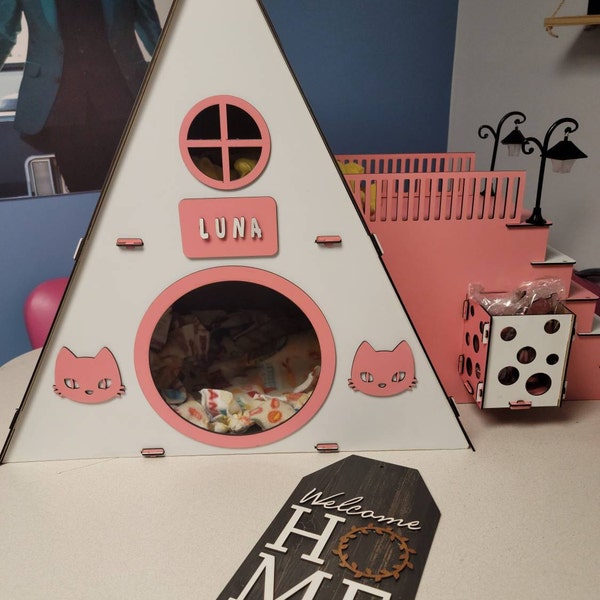 Modern Pink Cat House: Two-story Indoor Cat Castle - Etsy