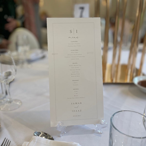 Wedding Menu Template, Monogram & Border, Wedding Table Menu Printable ...