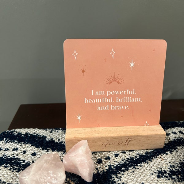 Positive Daily Cards, Motivational Cards With Wooden Block Desk Stand ...