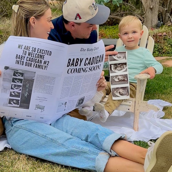 Editable Newspaper Pregnancy Announcement, Canva Baby Newspaper ...