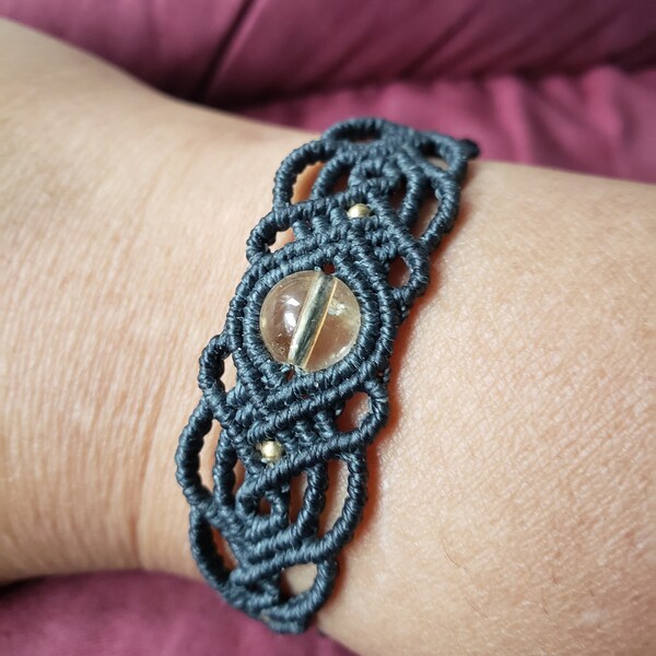 Macrame Boho Bracelet, Healing Gemstone Bracelet, Woven Bohemian ...