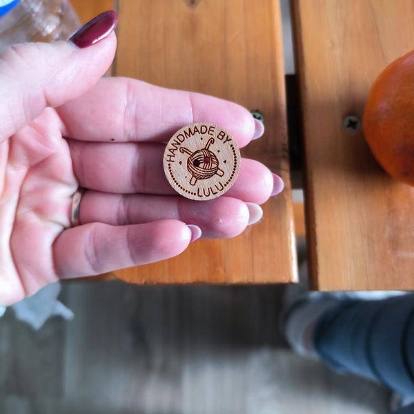 Custom Wooden Knit Crochet Buttons Tags, Personalized Engraved Wooden ...