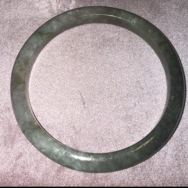 Burmese Jade Bangle Natural Jadeite Smooth Gray Marble Pattern Large ...