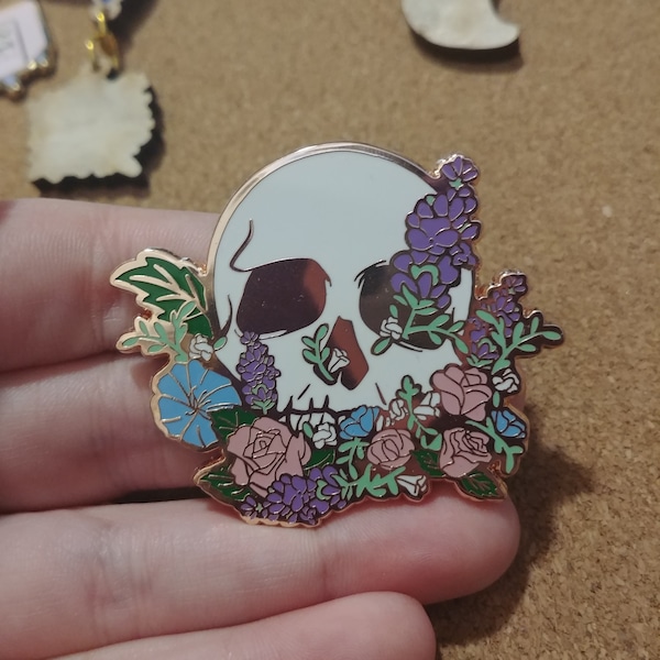 Floral Macabre Regular Skulls Skeleton Hard Enamel Pin - Etsy