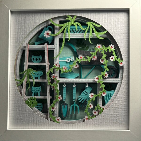 3D SVG Gardening Shadow Box SVG Spring Garden With Leaves and Flowers ...