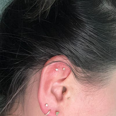 NEW 14K Solid Gold Vertical Helix Chain Piercing Unique Gold Barbell ...