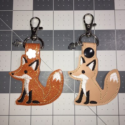 Fox Key Fob, Machine Embroidery Design, ITH, in the Hoop, Key Ring ...