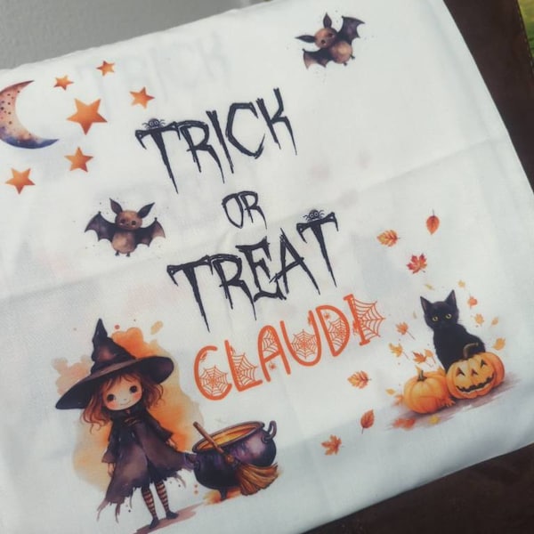Custom Halloween Tote Bag for Trick or Treat Add Personalised Name ...