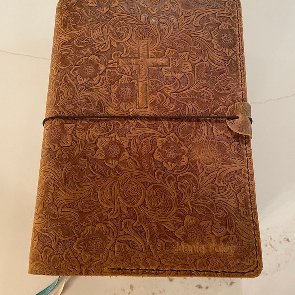 Personalized KJV Holy Bible Cover , Custom Leather Holy Bible Book Case ...