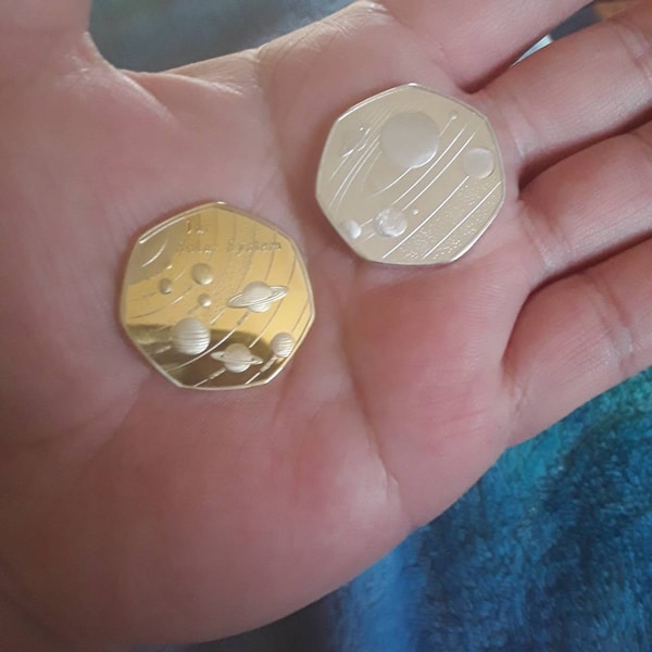 Pair of SOLAR SYSTEM Commemoratives in Free Standing 50p Coin Display ...