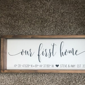 Our First Home Sign Coordinates, Names & Est Date New Home Buyer Gift ...