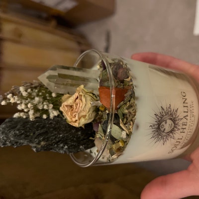 Soul Healing Intention Candle Packed With Crystals, Herbs and Flowers ...