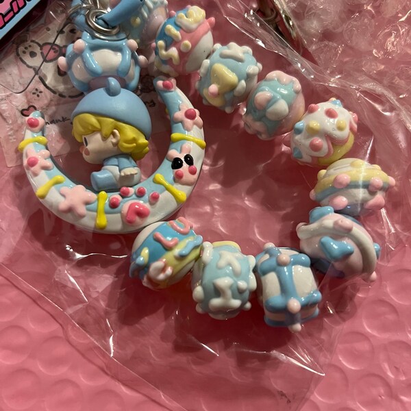 Molly Popmart Beans Hand Painted Beaded Keychain Handmade Beads Unique ...