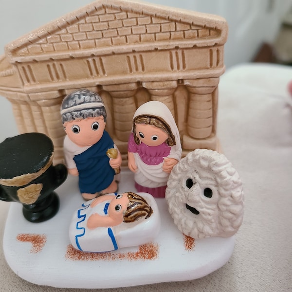 Greek Nativity Scene - Handmade in Clay - 1 Block - 3.1"x2"x3.1" High ...