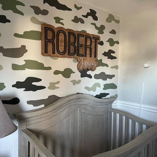 Camo Wall Decal Stickers, Camo Room Decor, Kids Room Decor, Reusable ...