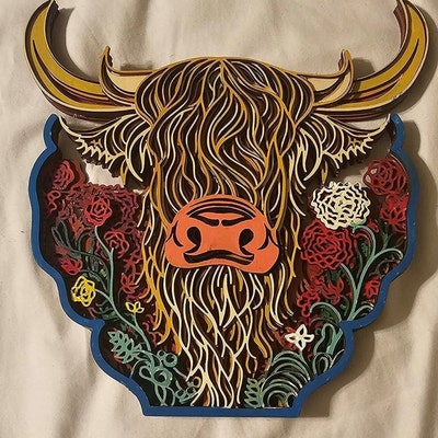 Multilayer Highland Cow Laser Cut File Layered Highland Cow Layered ...