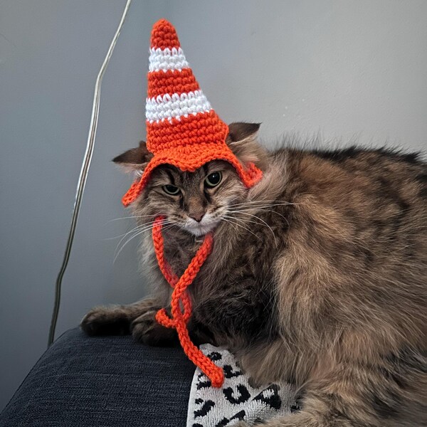 CROCHET PATTERN Crochet Traffic Cone Cat Hat, Cute Pet Hat Crochet ...