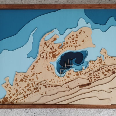 Digital File DXF AI SVG Custom Map Wood Bathymetric Map - Etsy