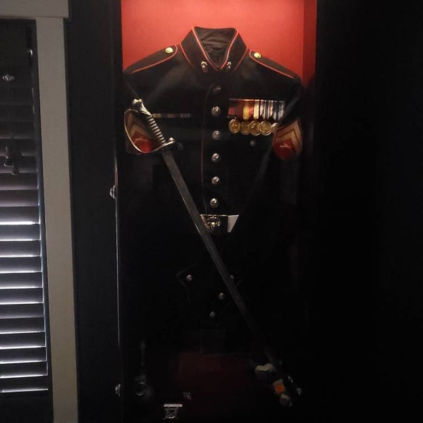 Military Shadow Box Display Case Cabinet Army Navy Marine Veteran ...