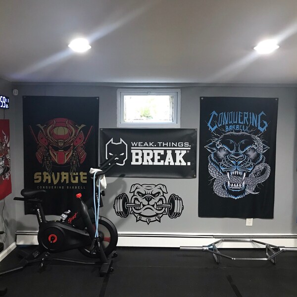 Bull Dog Gym Wall Decal Custom Fitness Decor Workout Art Vinyl Dog ...