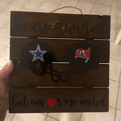 House Divided Hearts United Football Sign - Etsy