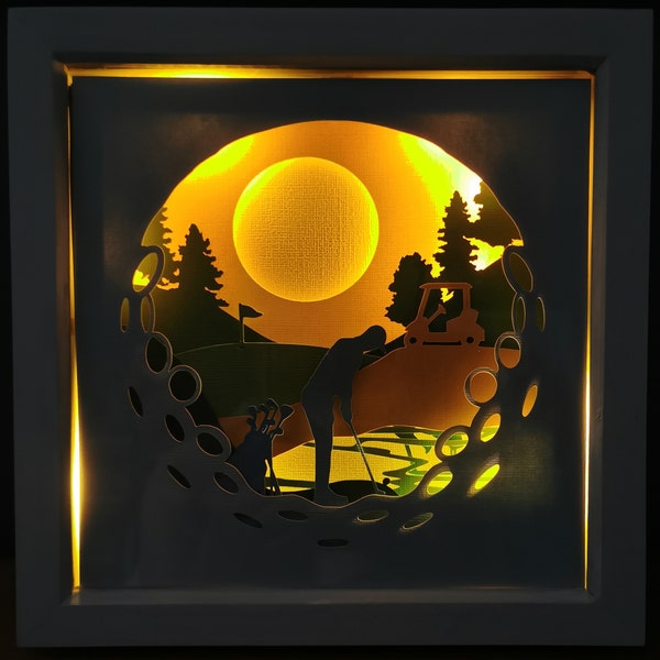 Golf Shadow Box Svg PDF PNG Paper Cutting Instant Download Template Cut ...