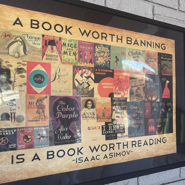 A Book Worth Banning Poster & Canvas – Book Lover Wall Art – Librarian ...