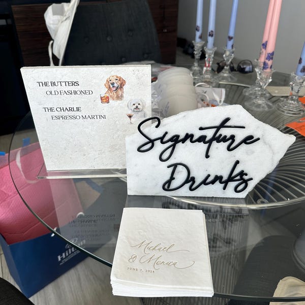 Marble Stone Bar Sign | Wedding Unique Signage | Menu Sign, Drink Sign ...