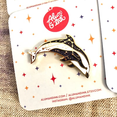 Horologium Constellation Hourglass Dolphin Pin - Etsy