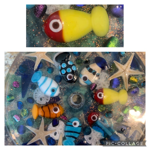 11x21mm Murano Fish Glass Beads, Pisces, Handmade Beads, Lampwork Beads ...