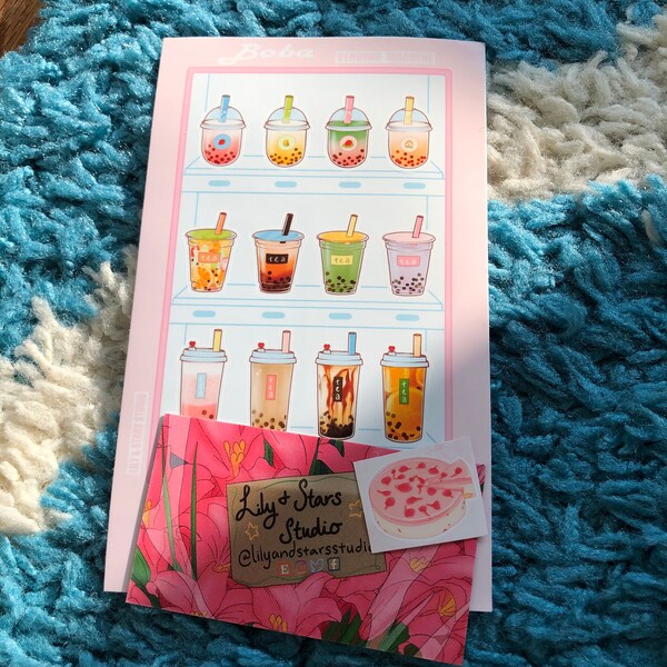 Boba Sticker Sheet • Unique Stickers • Kawaii Design • Cute Food ...
