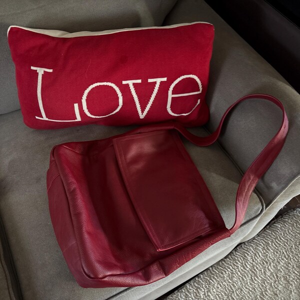 Red Leather Tote Bag: Minimalist Structured Handbag - Etsy