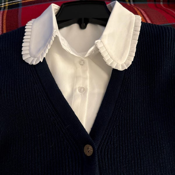 Chic White Collar Dickey With Rhinestones and Pearls | Detachable Shirt ...