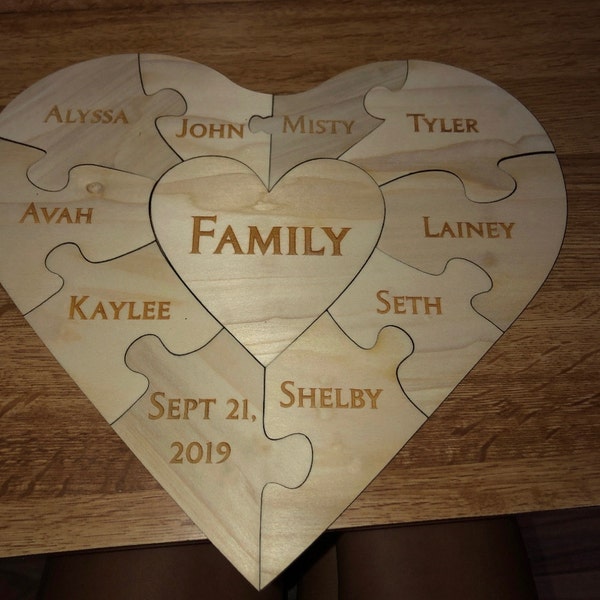 Custom Family Wooden Heart Puzzle - Family Unity Puzzle - Pregnancy ...