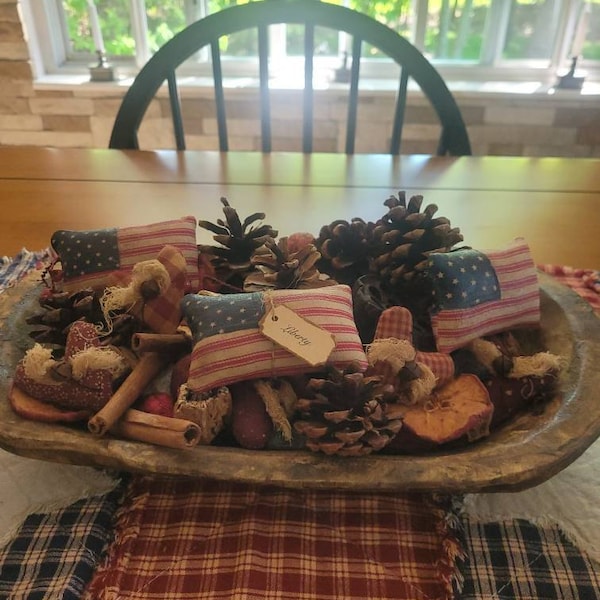 Primitive Stone Ground Corn Meal Sack Bowl Filler / Tiered Tray Decor ...