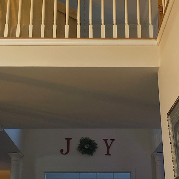 JOY Sign With Wreath – Farmhouse Christmas Decor Indoor - Red Large ...