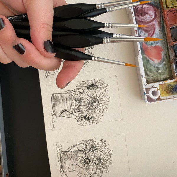 6x Fine Detail Miniature Paint Brush Set - Acrylic Paint by Number ...