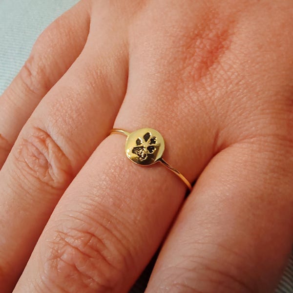 Custom Paw Print Ring, Dog Cat Paw Ring, Pet Memorial Gift, Baby ...