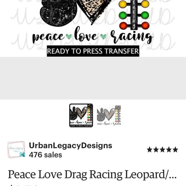 Peace Love Drag Racing Leopard/glitter Sublimation Design *READY to ...