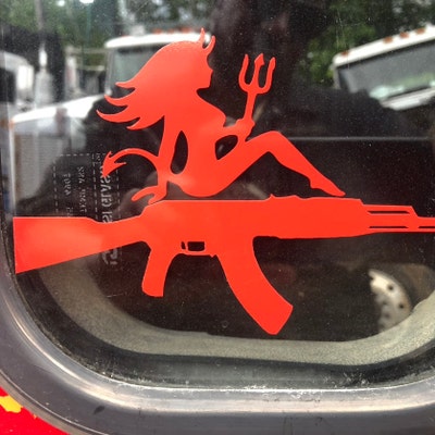 Pair Mudflap Devil Woman Vinyl Decal Stickers Trucker Seated Lady Girl ...