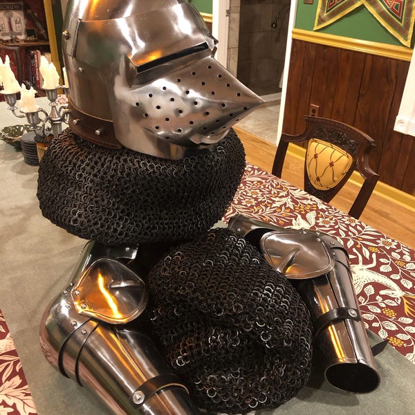 18 Gauge Medieval Heavy Burgonet Helmet Medieval Viking Helmet Knight ...