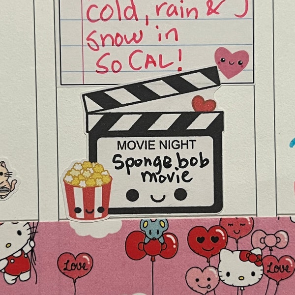Happy Movie Popcorn Tracker Write-in Reminder Cute Kawaii Planner ...