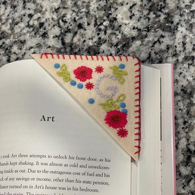 Cute Flower Embroidered Corner Bookmark Shipping From USA Felt Triangle ...