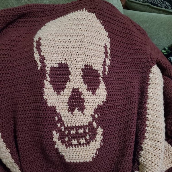 Crochet Skull Cardigan Pattern Crochet Sweater Pattern - Etsy