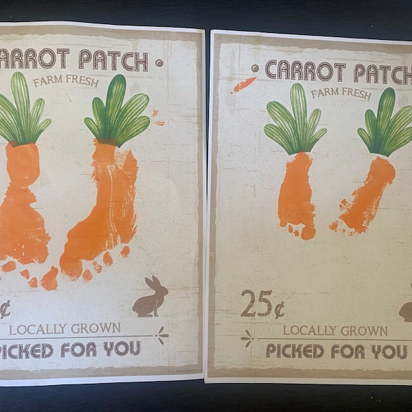 Farm Sign Carrot Patch Easter / Footprint Feet Art Craft / Kids Baby ...