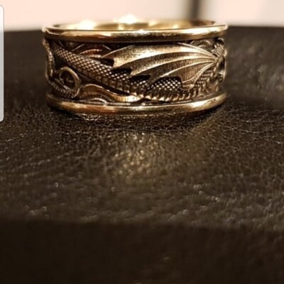 DRACO THE DRAGON in Silver, Gold or 2-toned, Carved Wedding Game of ...