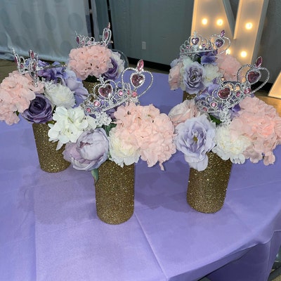 Set of 5 Sparkly Light Pink Chunky Glitter Vases 7, Wedding Decor ...